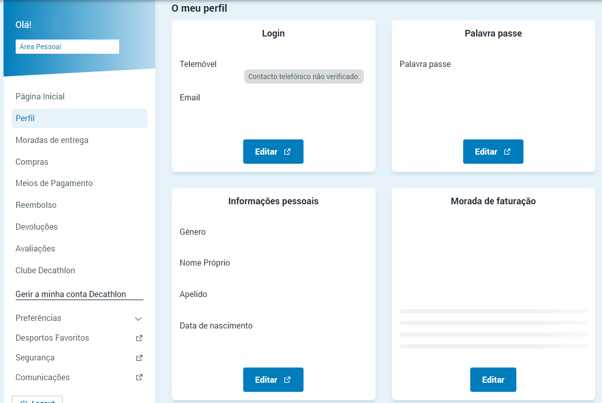 Como posso alterar os meus dados de faturação? – Decathlon